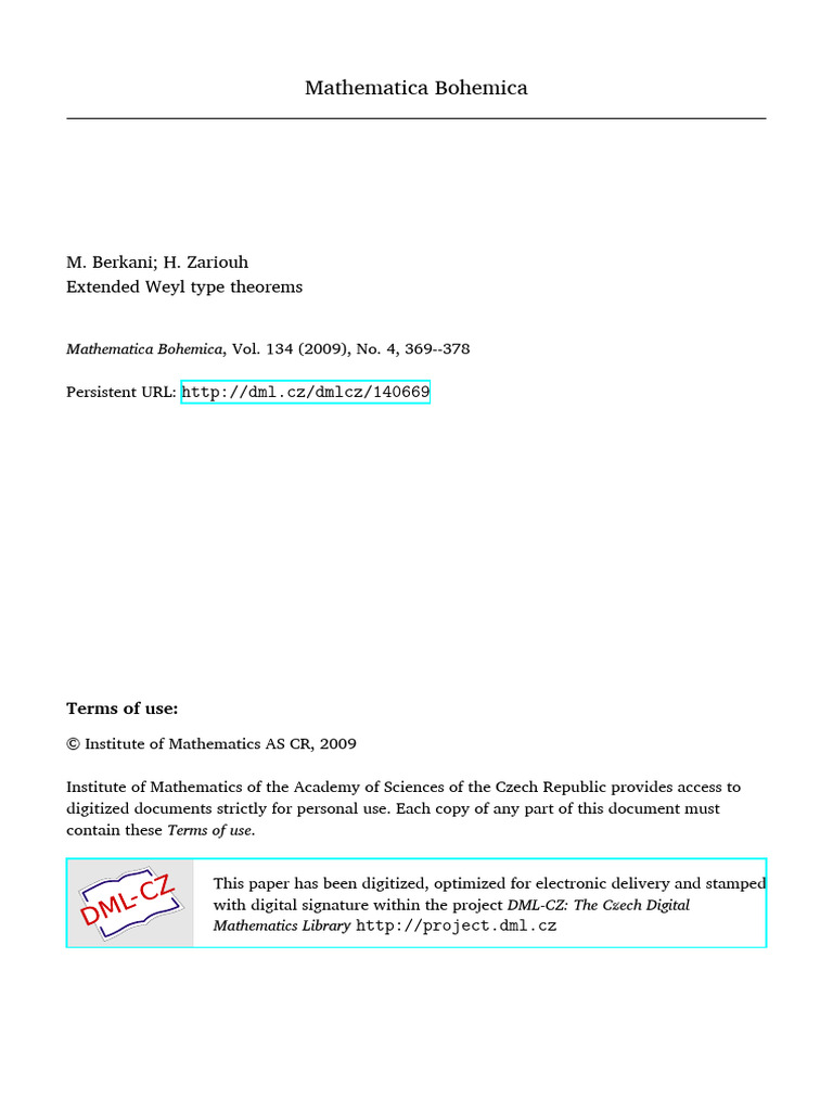 Extended Weyl Type Theorems | PDF | Mathematical Concepts | Functions ...