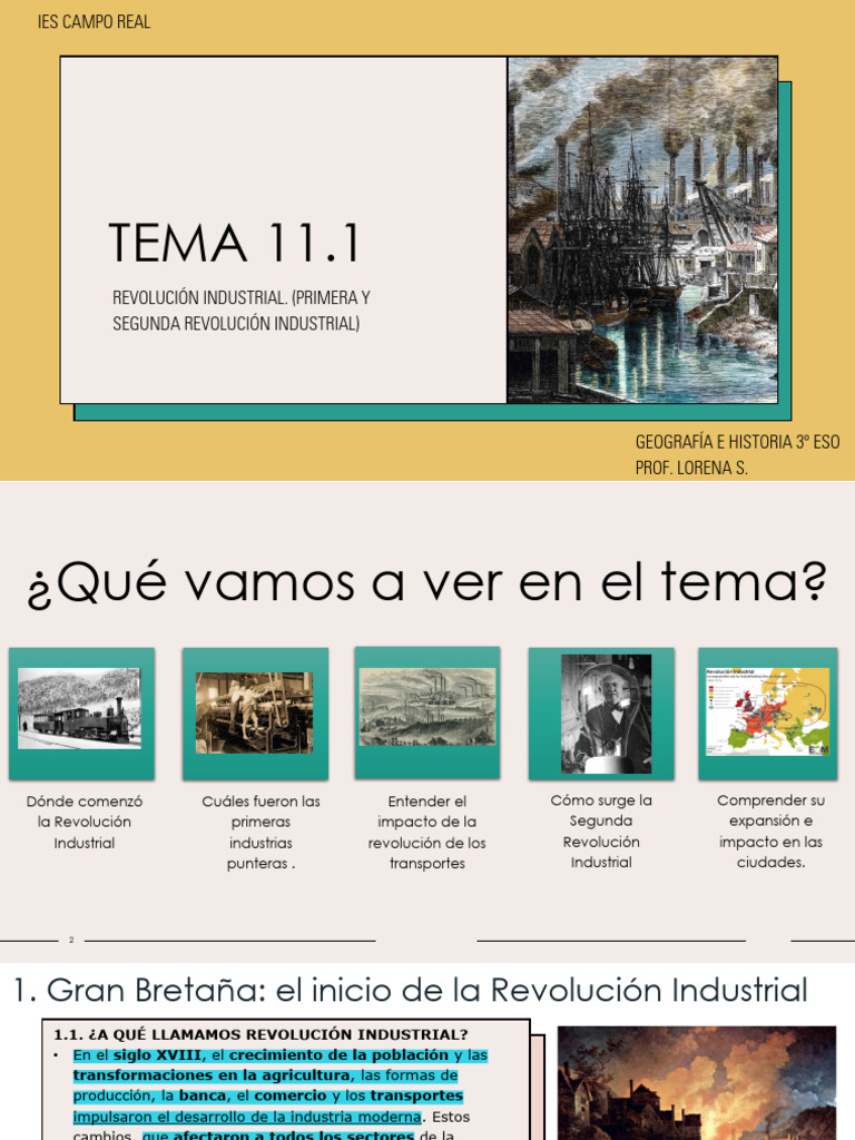 TEMA 11.1 REVOLUCIÓN INDUSTRIAL CAMPO REAL subrayado | PDF | Revolución ...