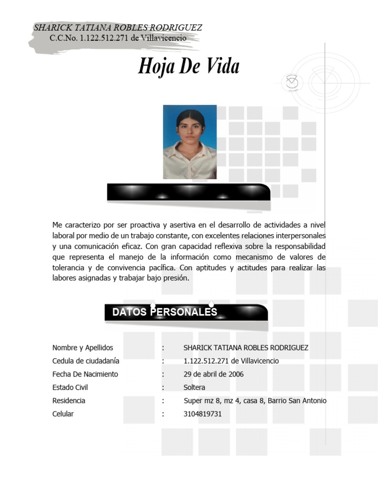 Hoja de Vida-sharick Tatiana Robles Rodriguez (2) (1) (1) | PDF