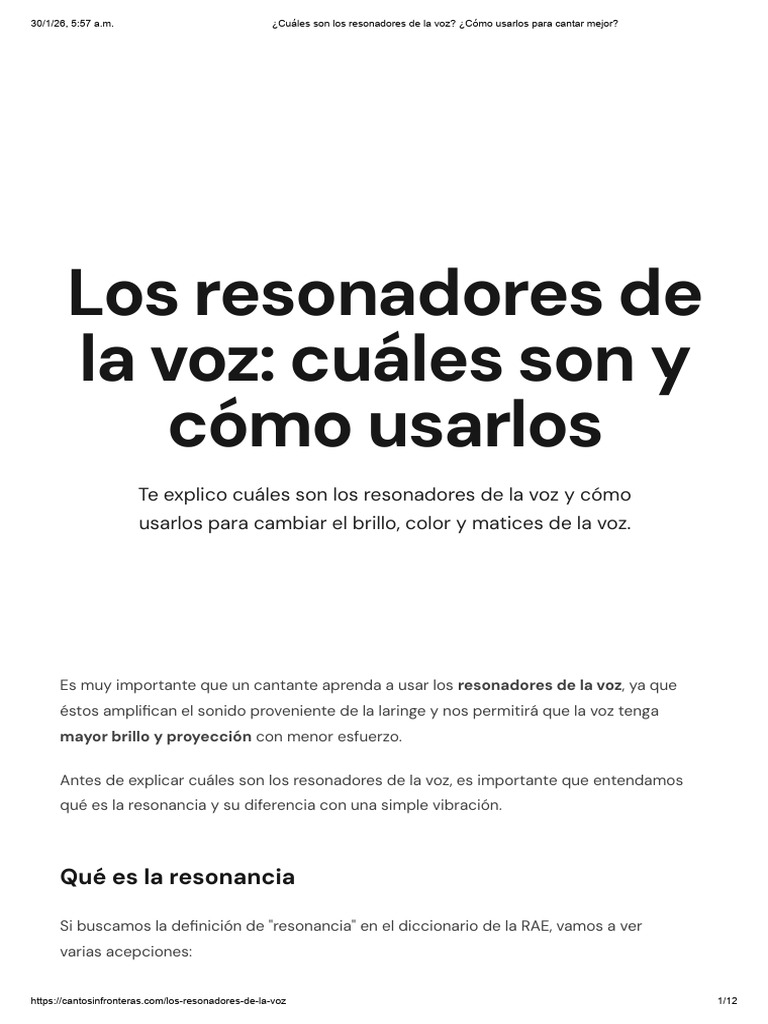 ¿Cuáles Son Los Resonadores de La Voz - ¿Cómo Usarlos para Cantar Mejor ...