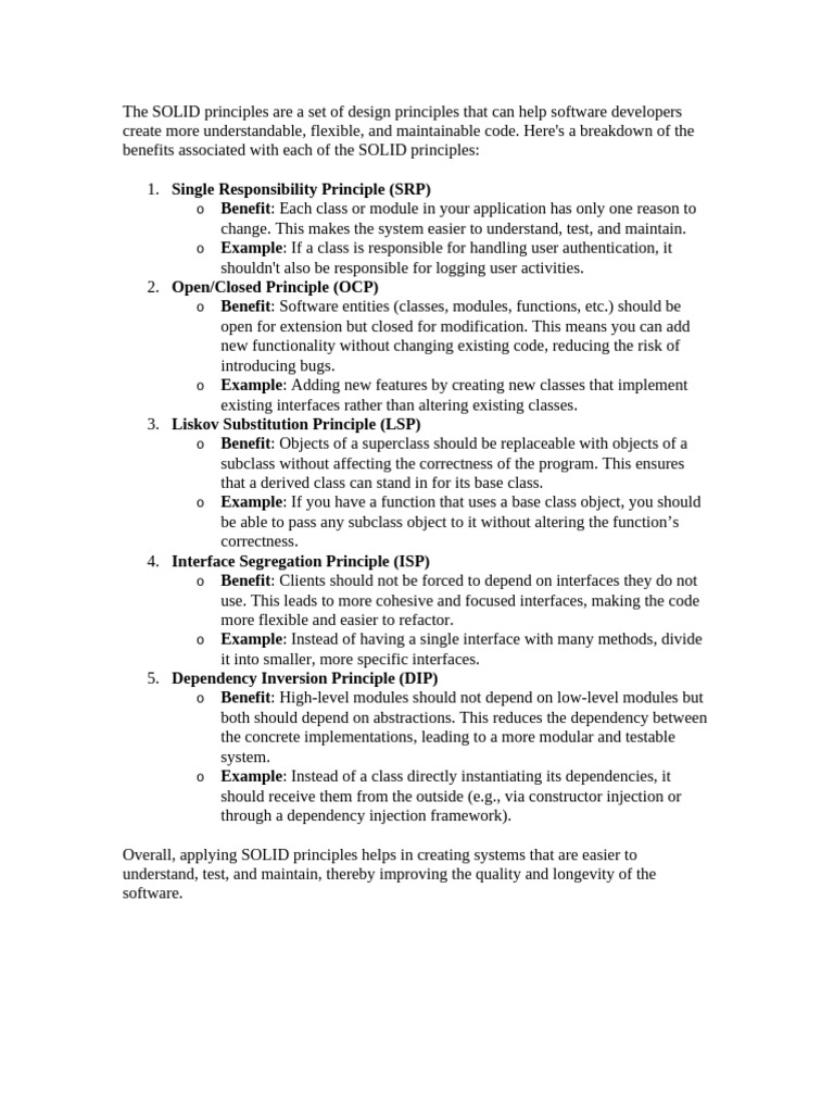 Benefits of Using Solid Principles 1 | PDF | Class (Computer ...