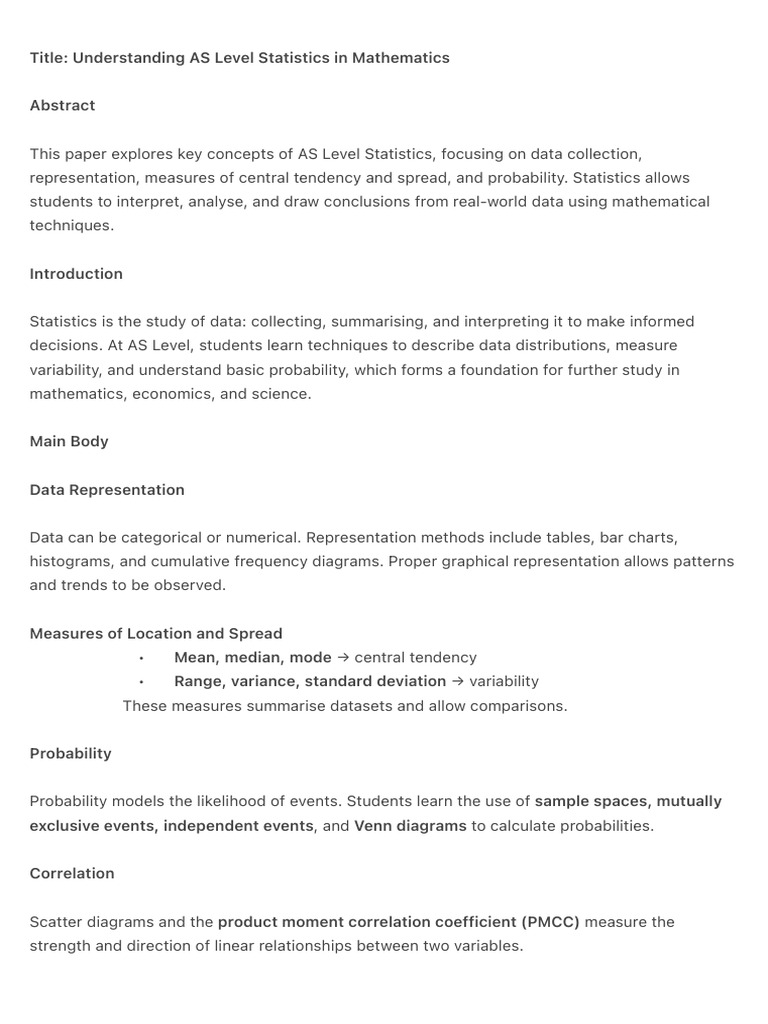 Title - Understanding As Level Statistics in Mathematics | PDF ...