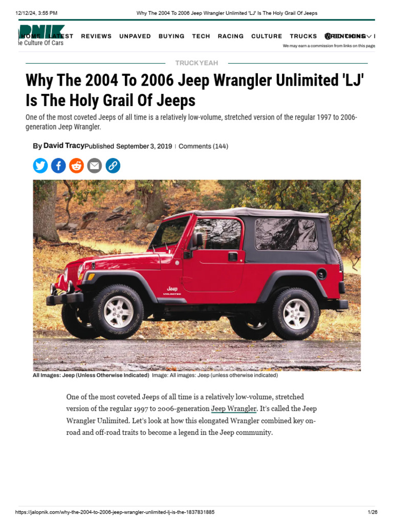 Why The 2004 To 2006 Jeep Wrangler Unlimited 'LJ' Is The Holy Grail of ...