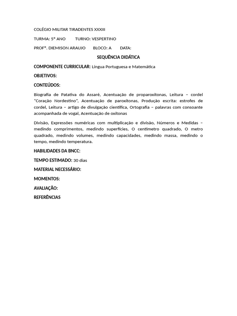 sequencia didÃ¡tica chat gpt | PDF