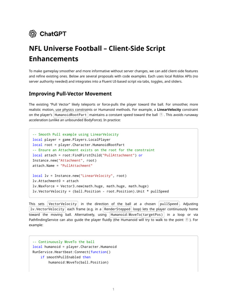NFL Universe Football – Client-Side Script Enhancements | PDF | Trajectory