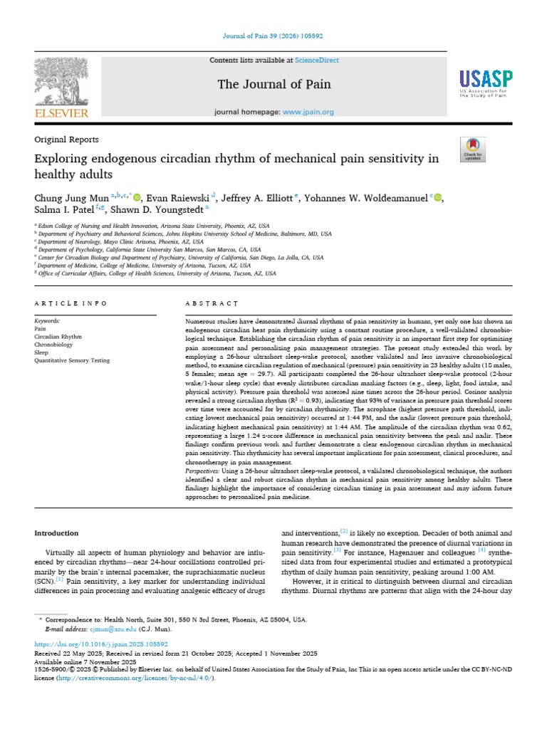 Exploring Endogenous Circadian Rhythm of Mechanica | PDF | Circadian ...