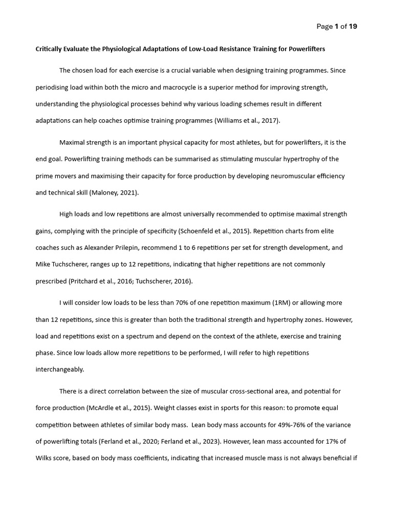 Critically Evaluate The Physiological Adaptations of High Repetition ...