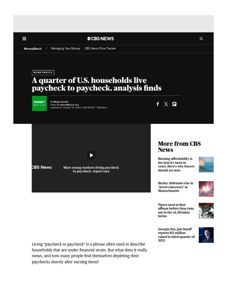 A Quarter of U.S. Households Live Paycheck to Paycheck, Analysis Finds ...