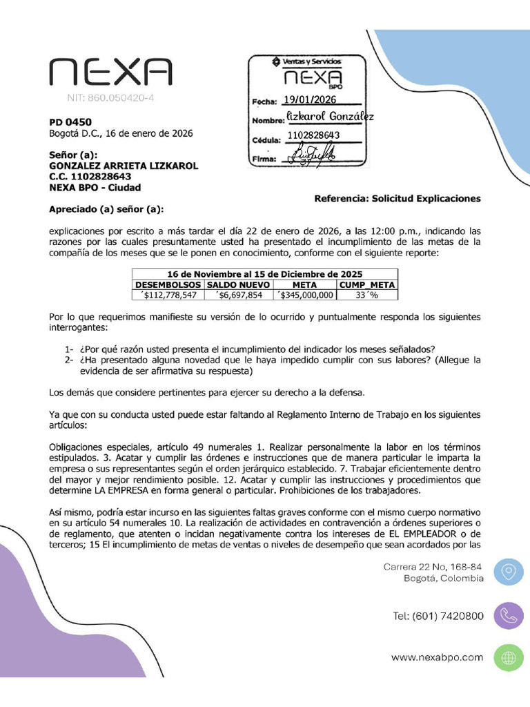 Carta Firmada | PDF
