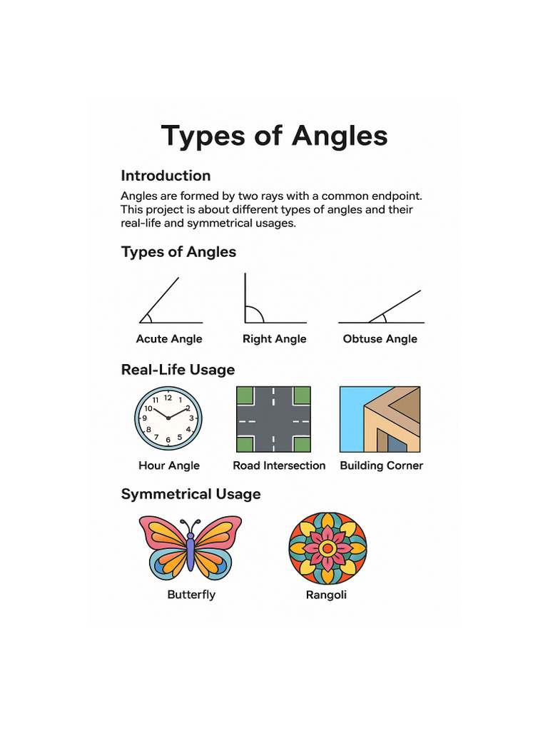 Math Project Types of Angles With Illustrations Class7 | PDF | Symmetry ...
