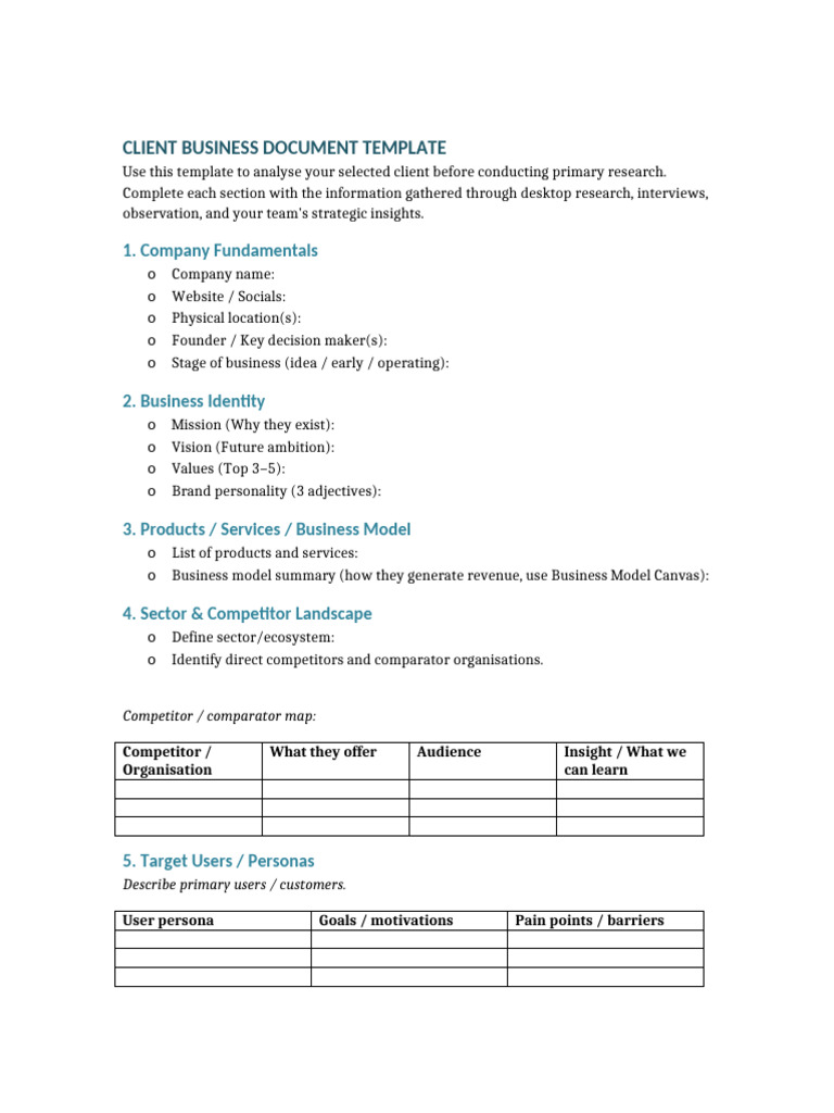 DRAM141 Client Business Document Template | PDF