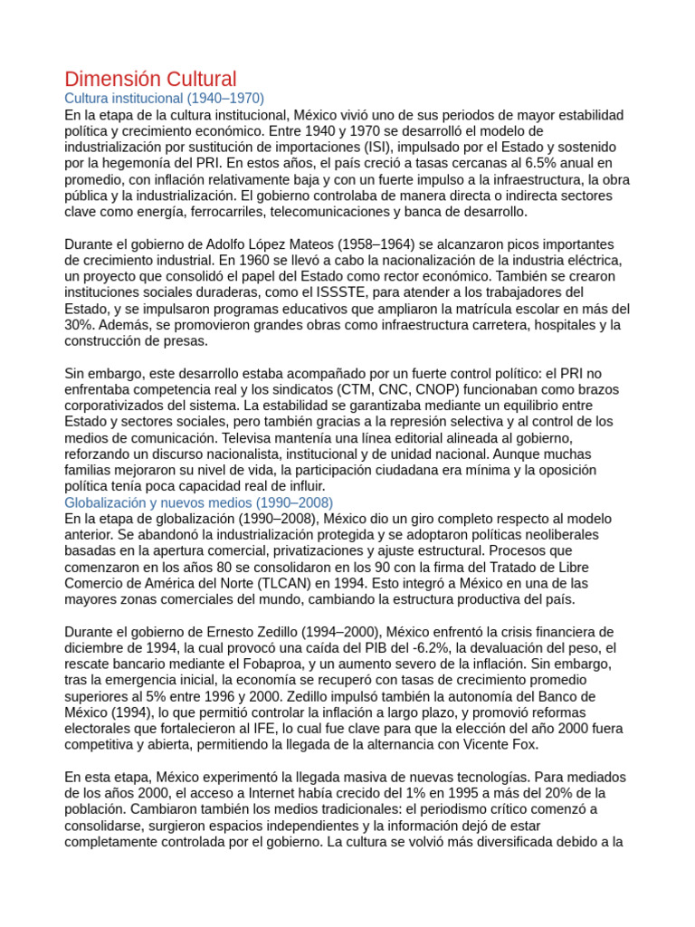 Dimensión Cultural | PDF | México | Neoliberalismo