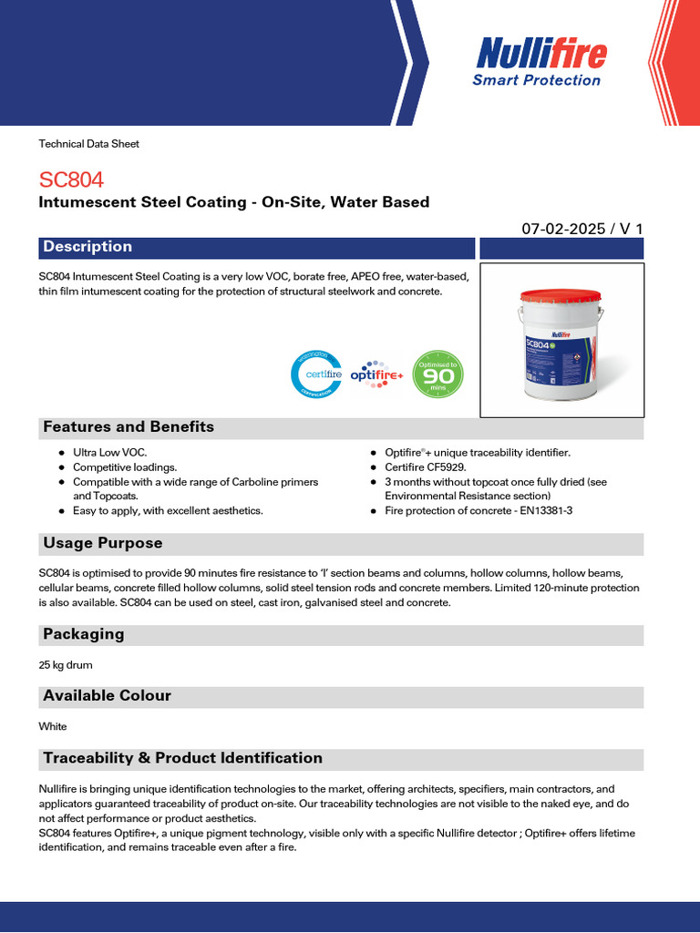 NF - SC804 - Datasheet - Intumescent Steel Coating - On-Site, Water ...