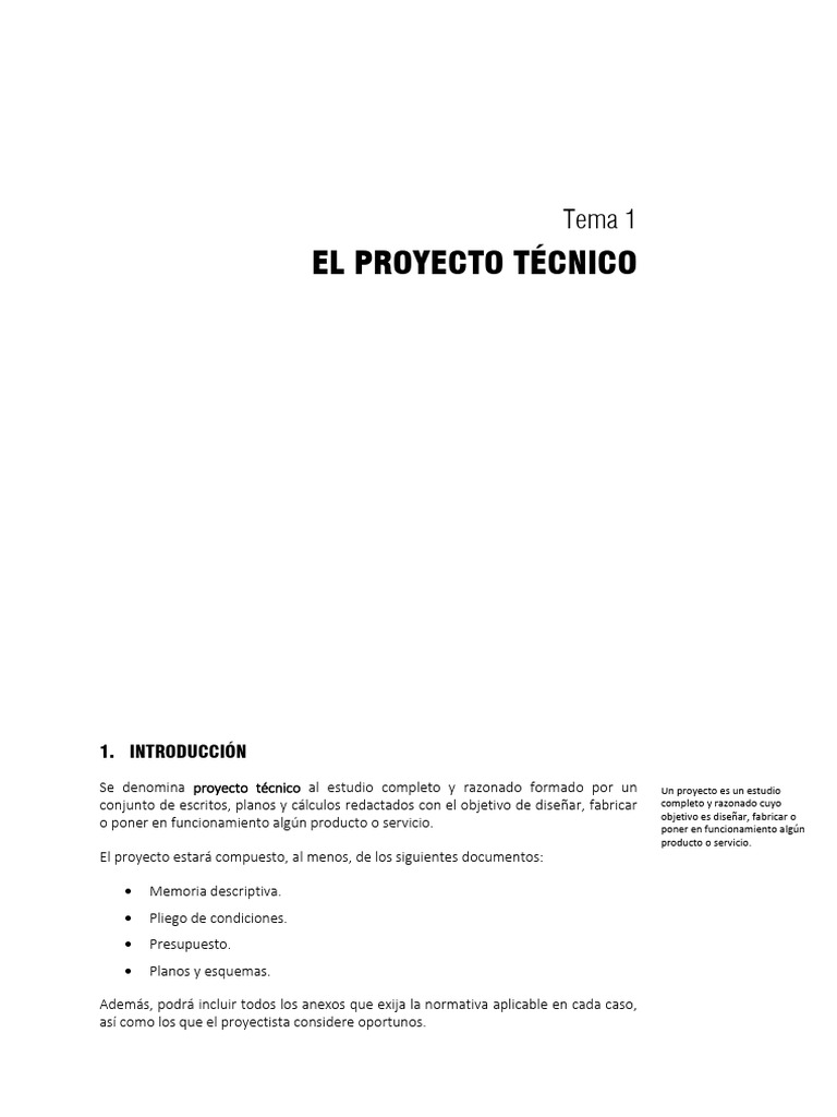 Tema 01 - El Proyecto Técnico | PDF | Presupuesto