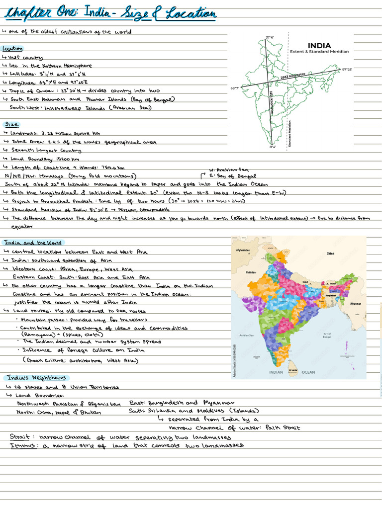 Geography_ India- Size and Location | PDF