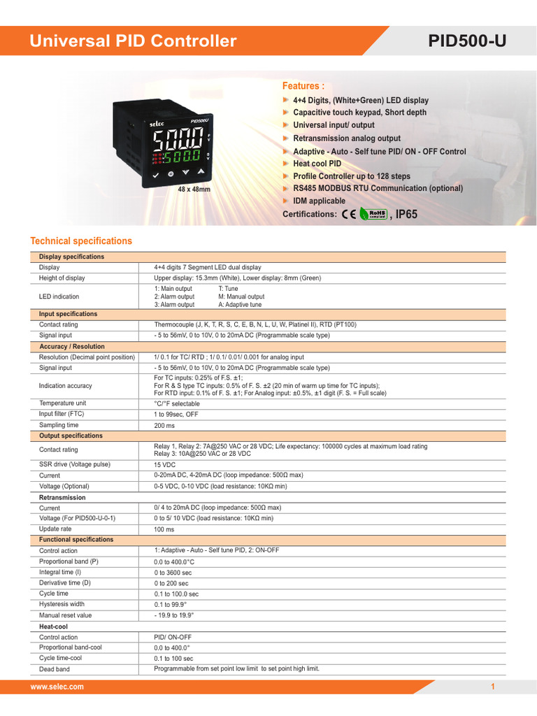 PID500-U_Datasheet (1) | PDF | Relay | Electronic Engineering
