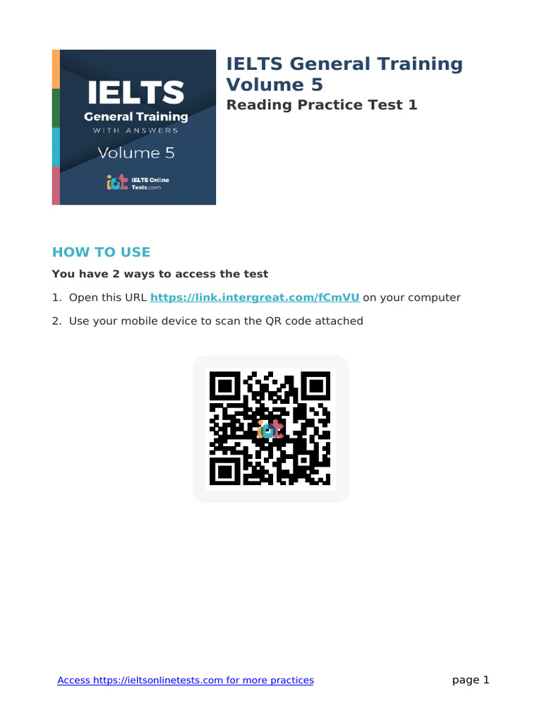Ielts General Training Volume 5 Reading Practice Test 1 v9 186415 | PDF ...