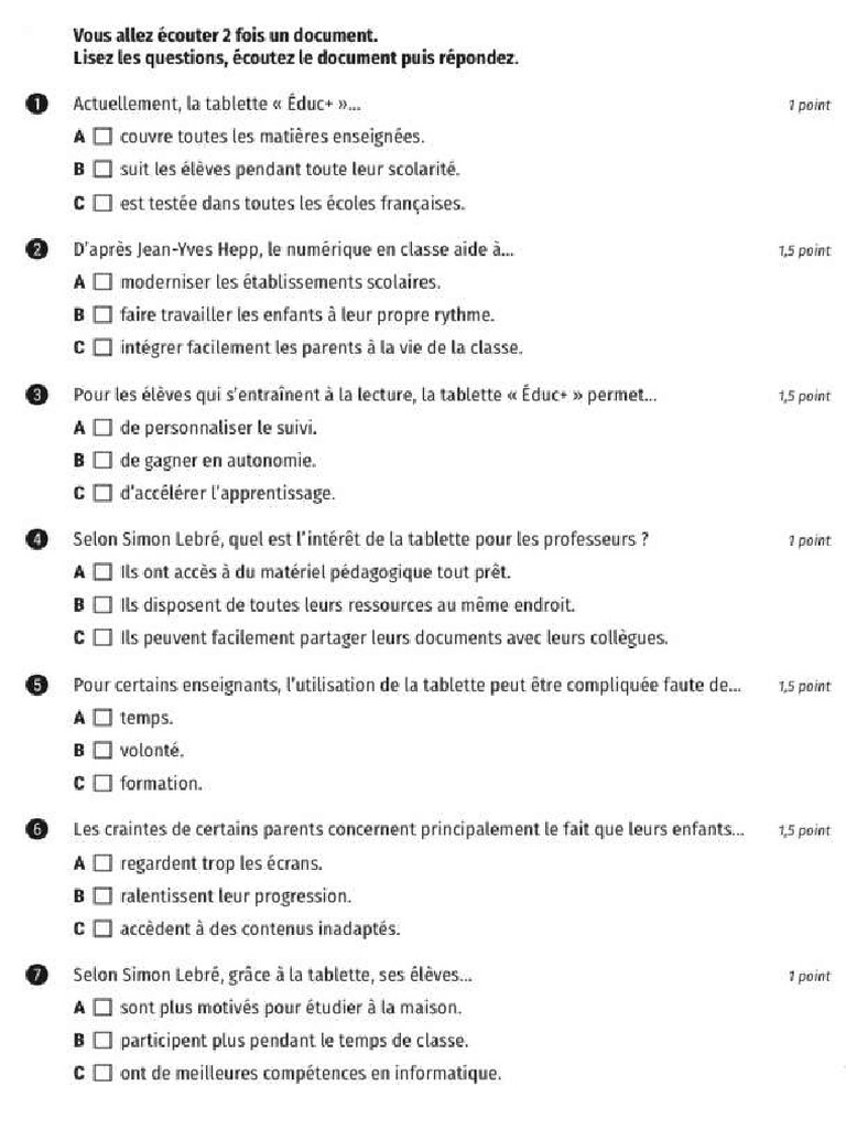 Exercice Découte. La Tablette à Lécole. | PDF