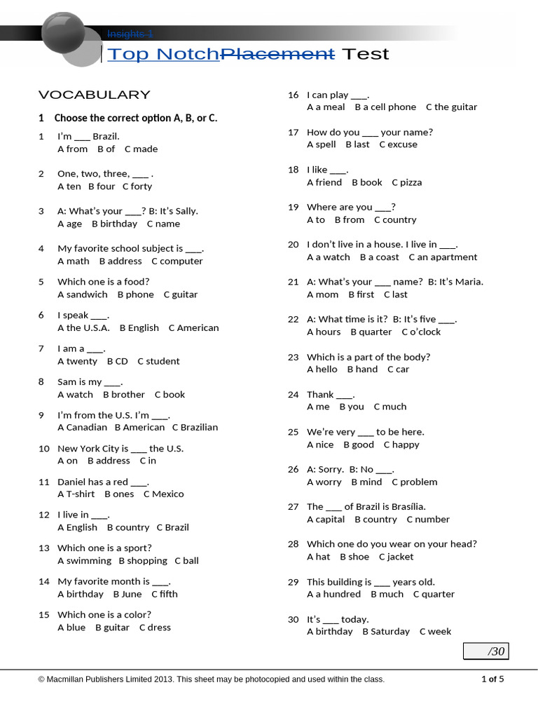 Top Notch Test | PDF