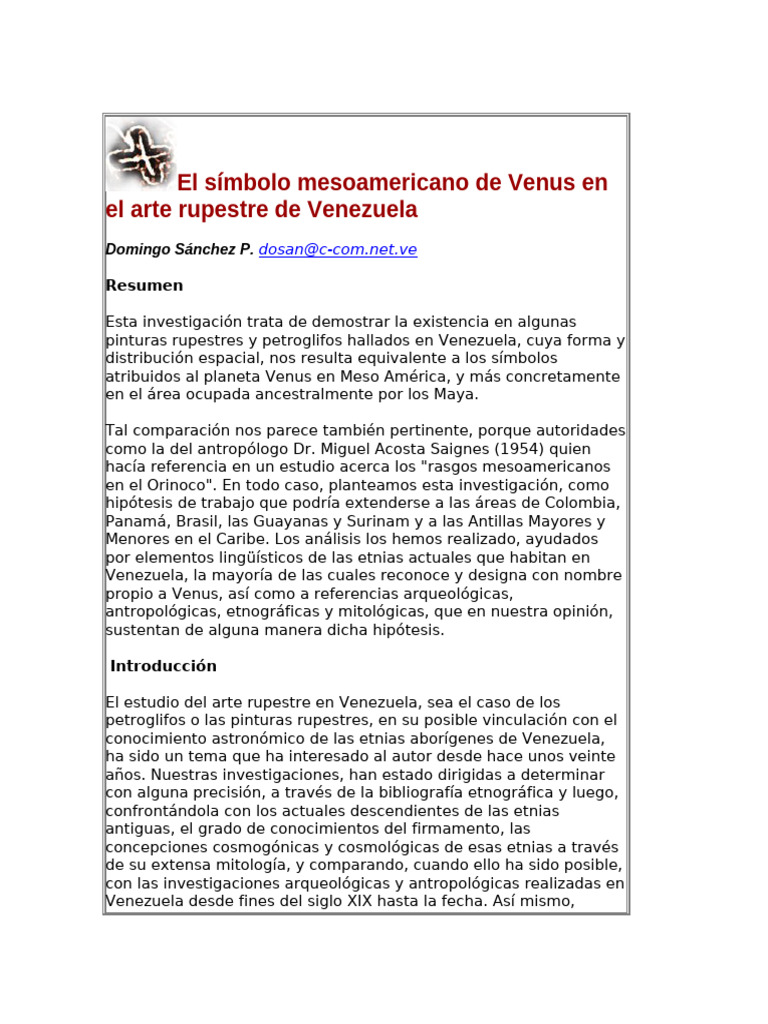 SÁNCHEZ-El Símbolo de Venus en El Arte Rupestre de Vzla | PDF ...