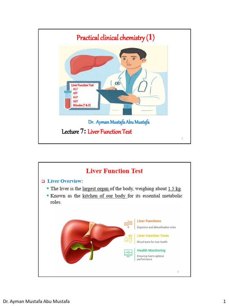 Lecture 7 Liver Function Test | PDF | Transaminase | Alanine Transaminase