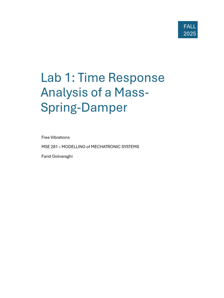 Lab1-Second Order Systems - MSD - Free Response - Final-1 | PDF ...
