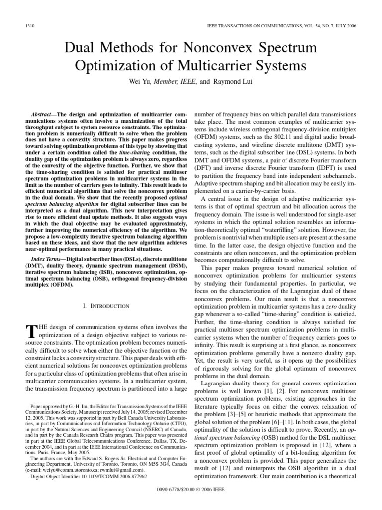 Dual Methods for Nonconvex Spectrum Optimization of Multicarrier ...