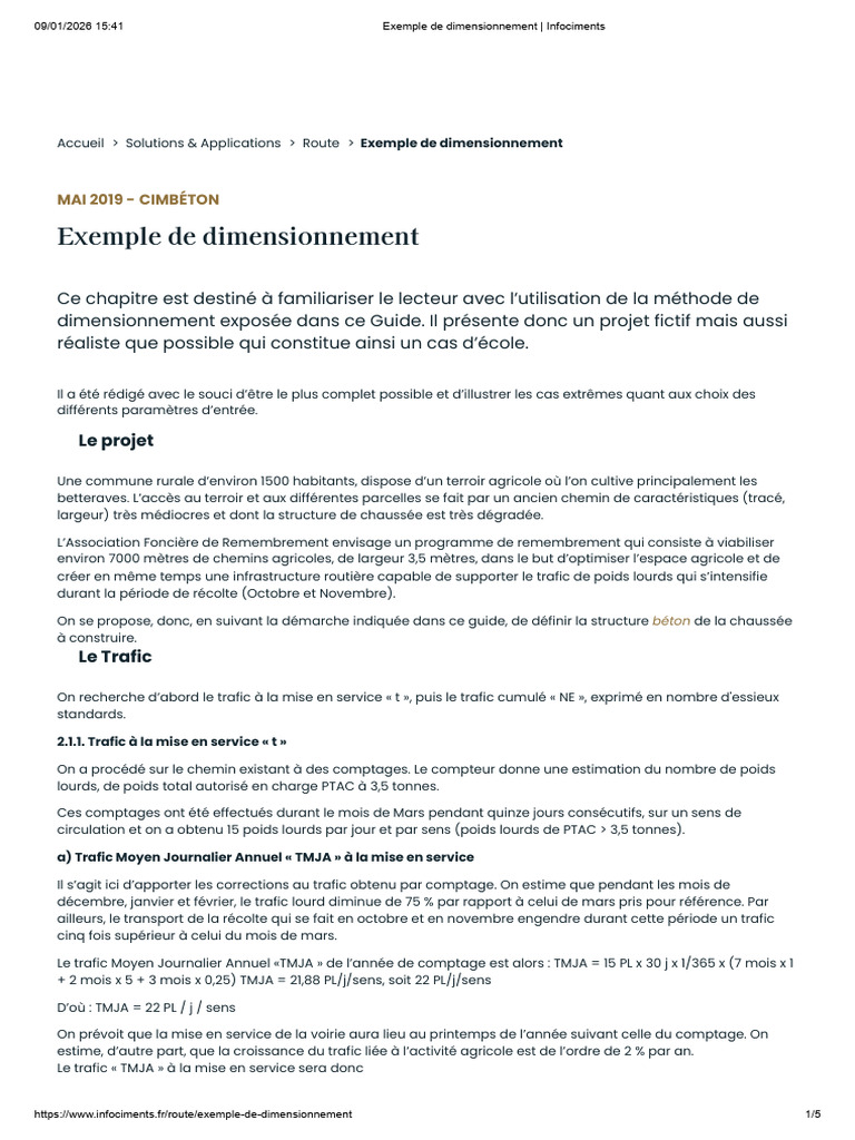 Exemple de Dimensionnement Chaussée - Infociments | PDF | Béton | Transport