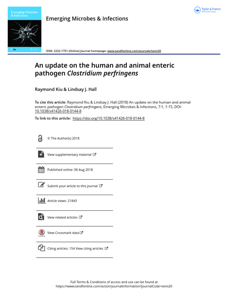 An Update On The Human and Animal Enteric Pathogen Clostridium ...