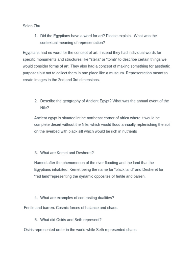 Egypt Reading Response | PDF | Ancient Egypt | Osiris