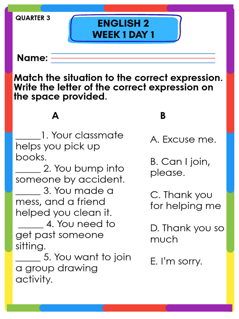 English worksheets grade two | PDF
