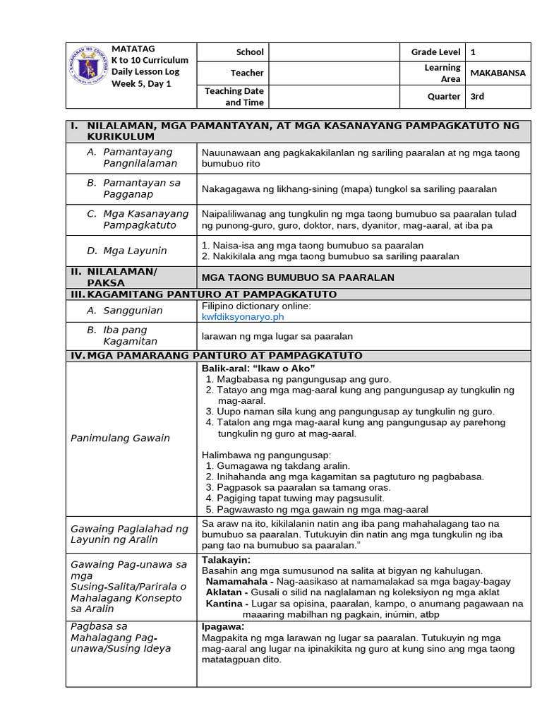 Makabansa1_Q3_Week 5_Day 1 | PDF