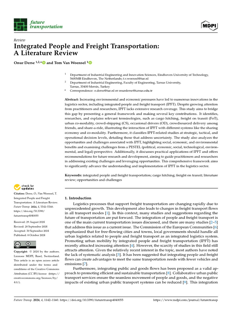 Integrated People and Freight Transportation | PDF | Transport | Logistics