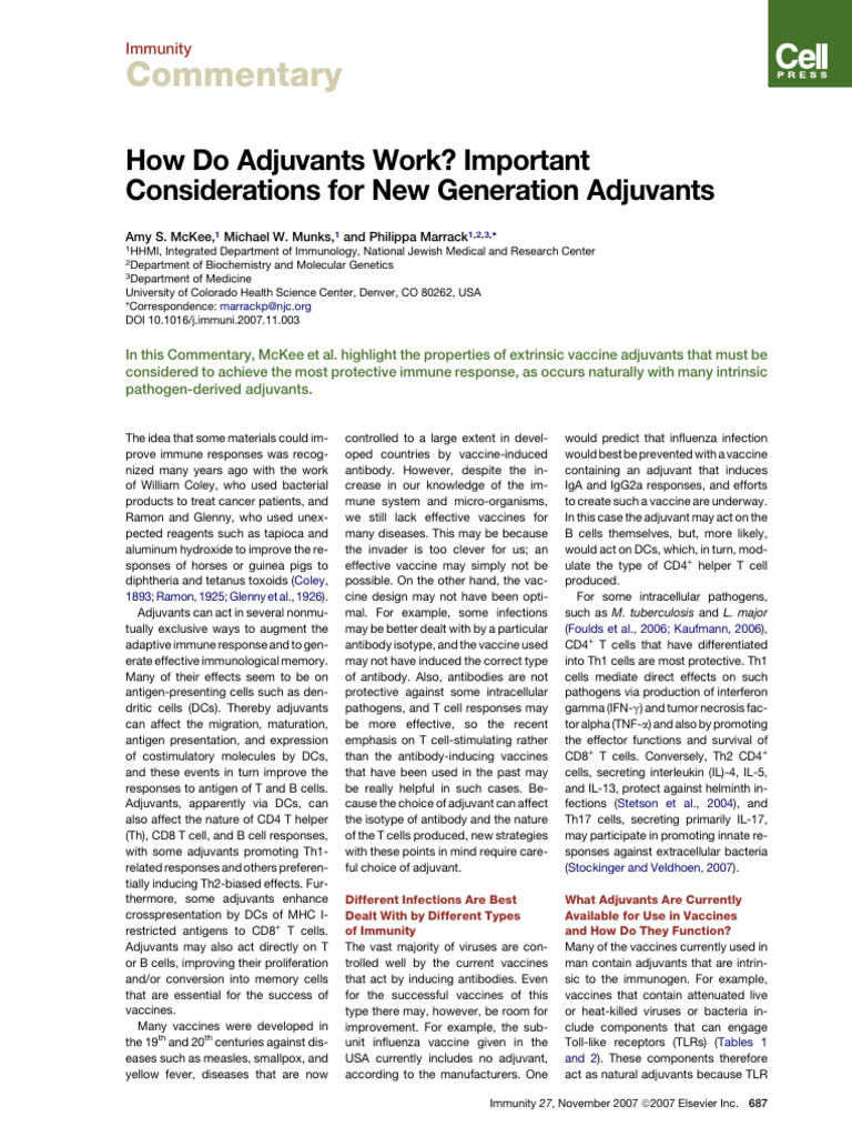 How Do Adjuvants Work Important Considerations Fo | PDF | Toll Like ...