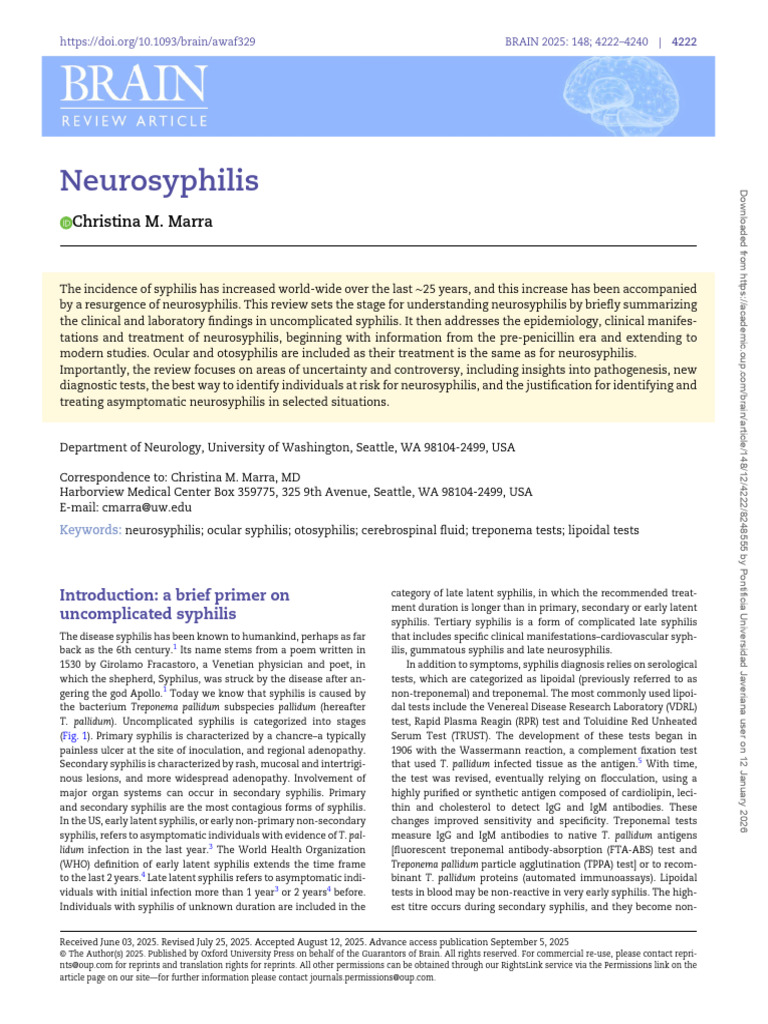 Neurosyphilis | PDF | Medical Specialties | Clinical Medicine