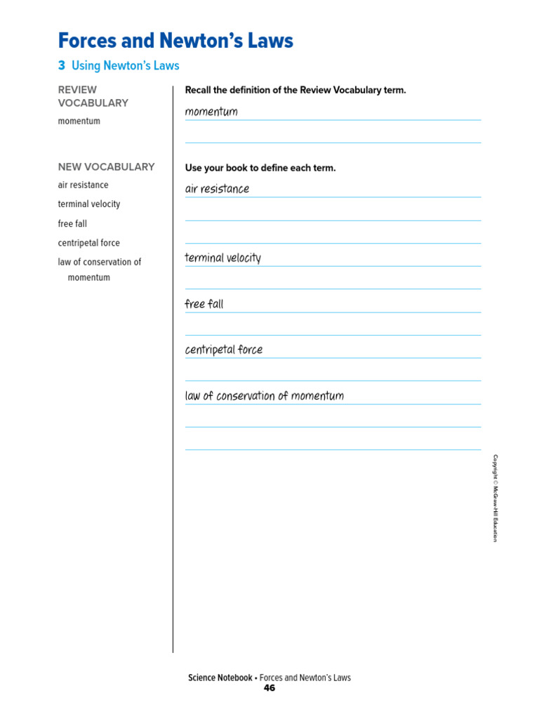 Science Notebook - 3.3 Using Newton's Laws | PDF | Force | Newton's ...