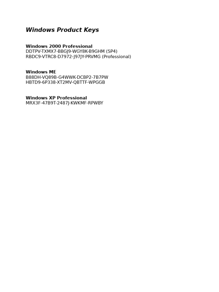 Windows Product Keys | PDF