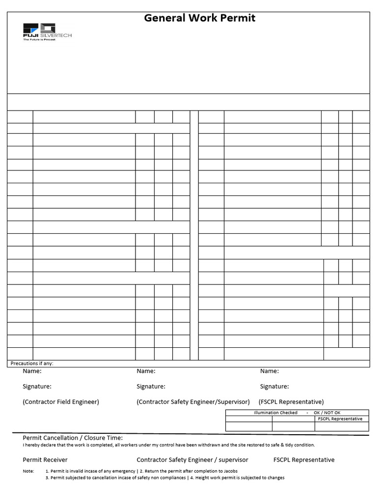Neral Work Permit Format | PDF | Occupational Safety And Health | Safety