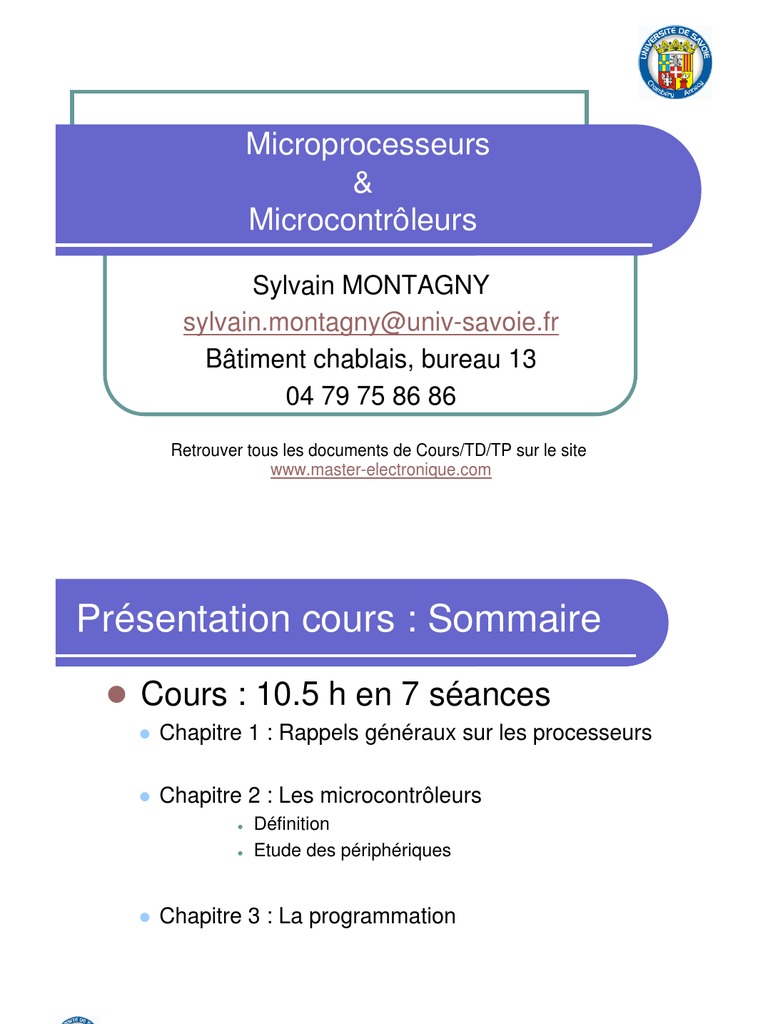 Cours Microprocesseur-Microcontroleur (Trés Complet) | PDF | Processeur | Microcontrôleur
