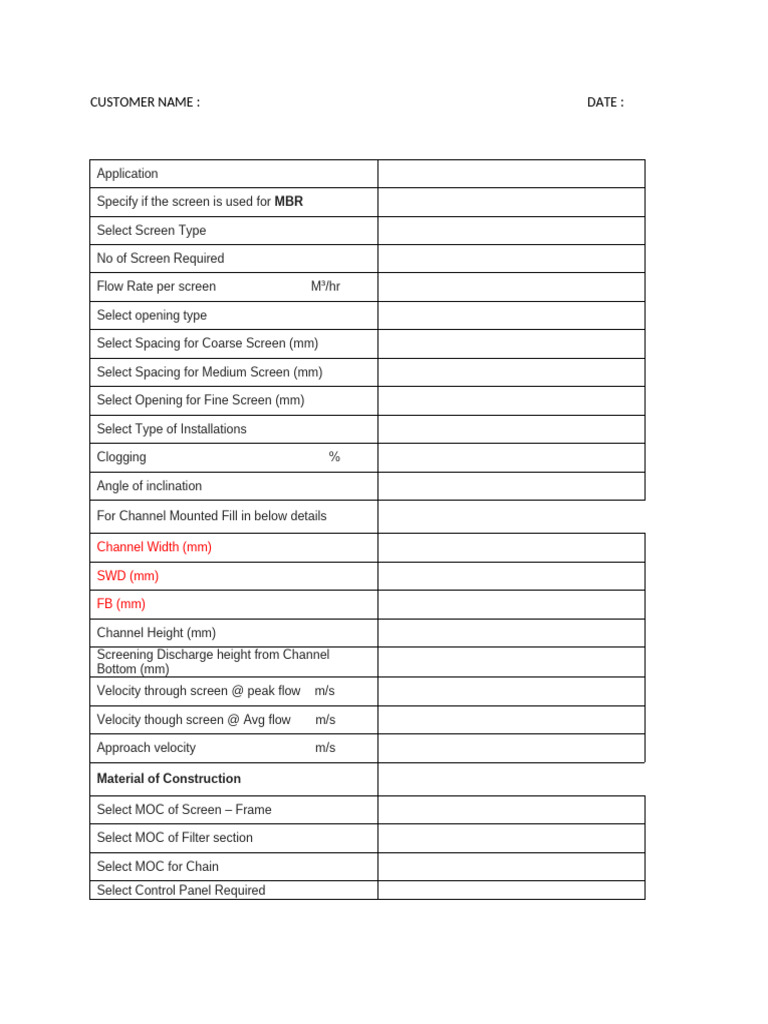 Questionnaire For Screen 1 | PDF