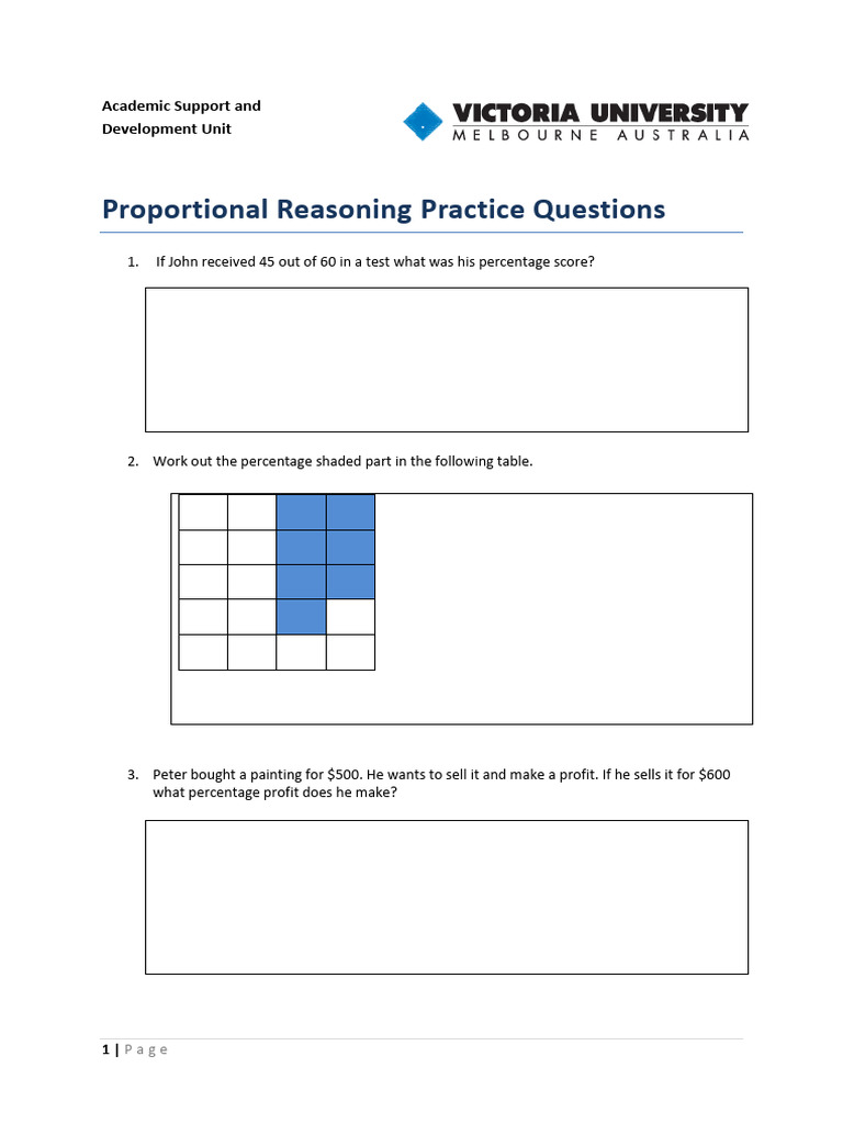 Proportional Reasoning Practice Questions | PDF