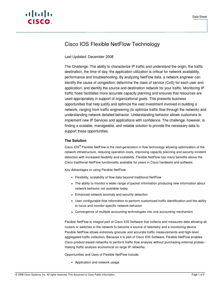 Cisco Ios Flexible Netflow Download Free Pdf I Pv6 Computer Network