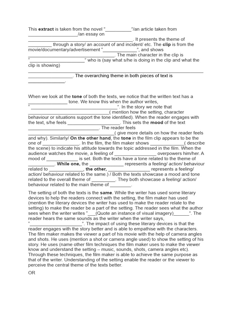 Compare and Contrast Template | PDF | Filmmaking | Writers