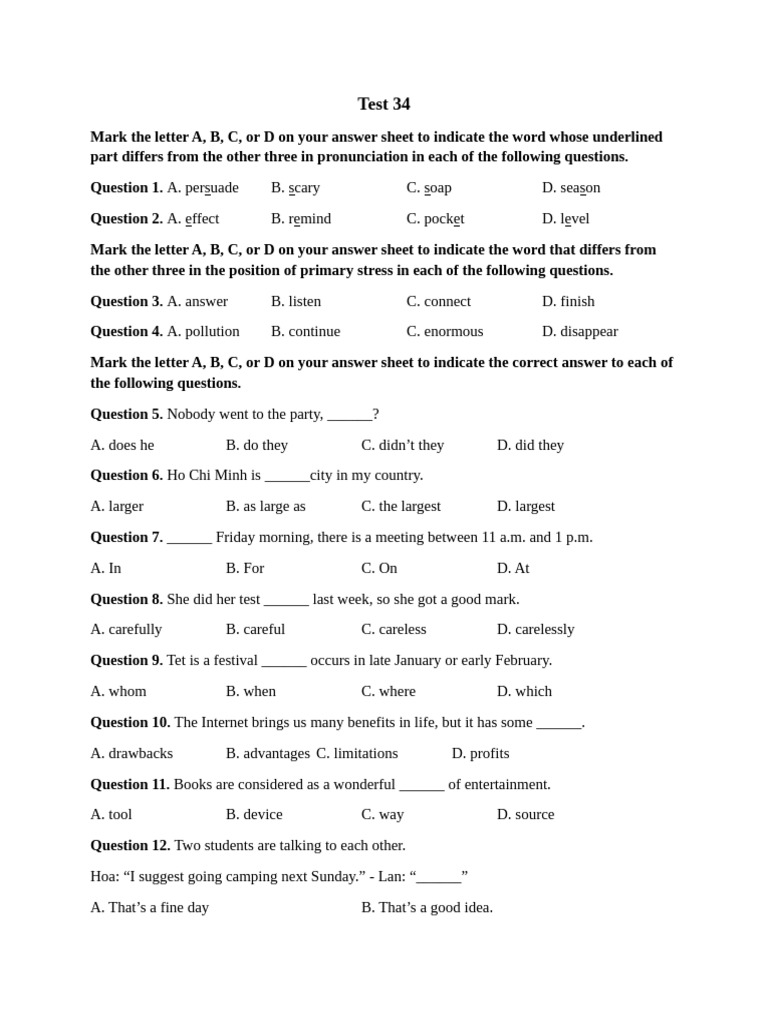 Test 34 | PDF | French Fries