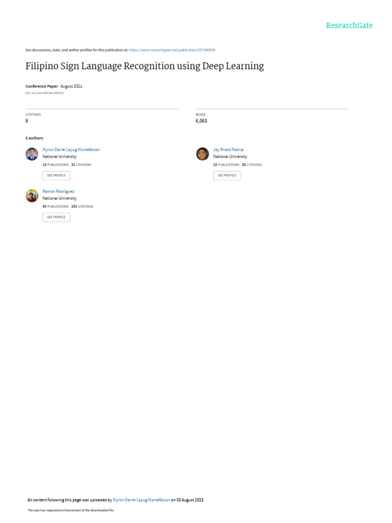 Filipino Sign Language Recognition Using Deep Learning | PDF | Deep ...