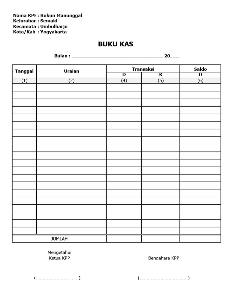 Form Kas KPP Semaki | PDF