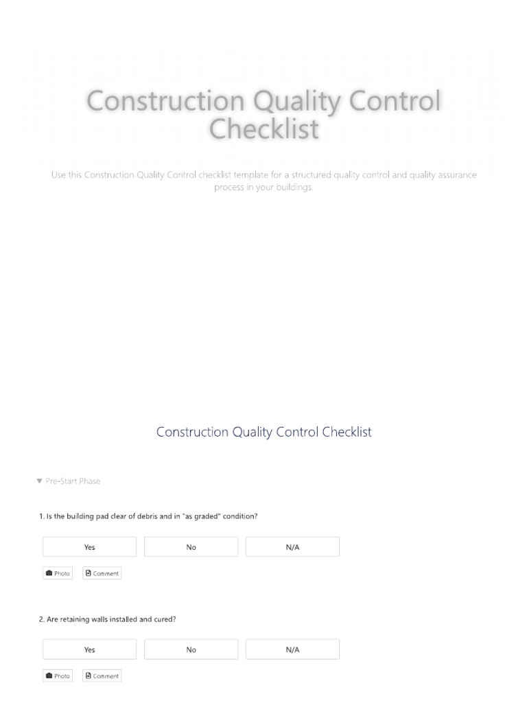Construction Quality Control Checklist | PDF