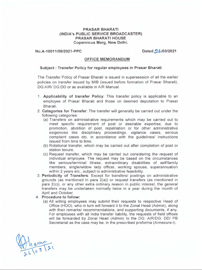 Transfer Policy PB 26.03.21 | PDF