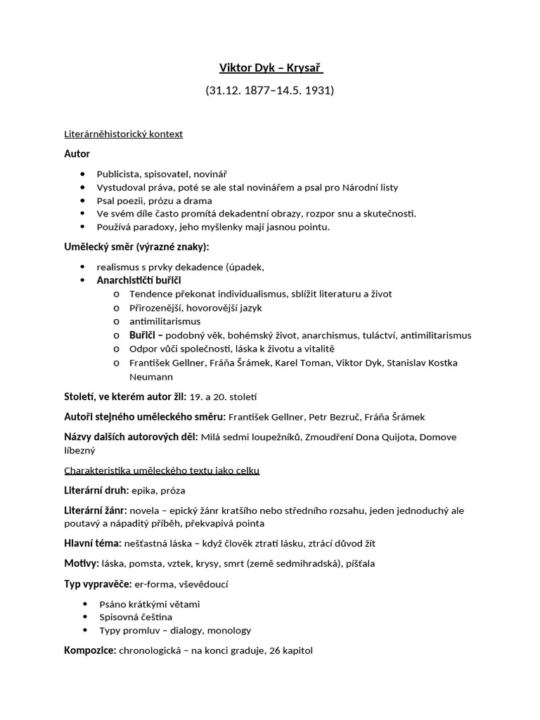 Krysař - Viktor Dyk | PDF