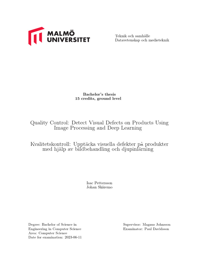 2_2023.06 Quality Control Detect Visual Defects on Products Using | PDF